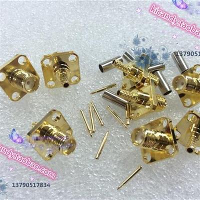 射频连接器RP-SMA-KF四孔法兰安装外螺纹内针 适配50-1.5同轴线缆