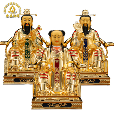 三茅真君神像 台湾铜鎏金 茅山祖师茅盈茅固茅衷司命定禄真君佛像
