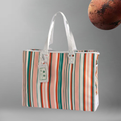 中国李宁长安少年购物包彩色条纹走秀款时尚拎包 ABLP202