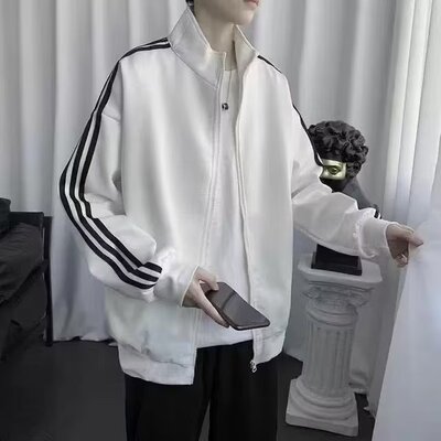 早秋卫衣男2026新款三条杠外套女韩版薄款夹克黑色棒球服宽松bf