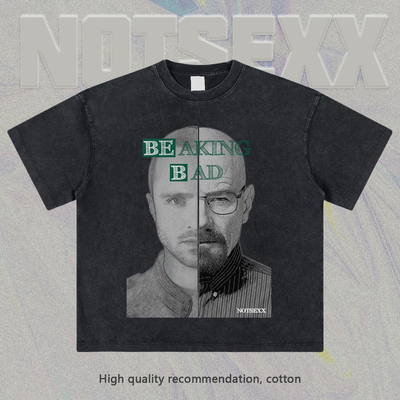 notsexx水洗做旧重磅美式短袖t恤