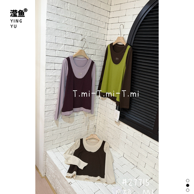 TMI27715大码撞色假两件长袖女