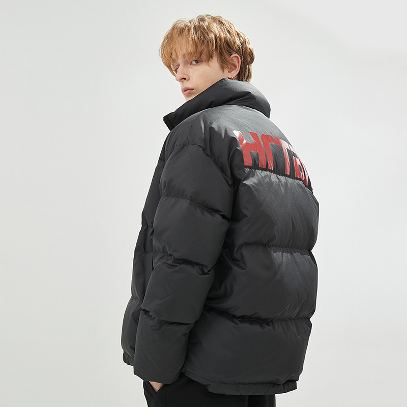 愚人潮社 HeartBoon立领格子短款保暖羽绒服白鸭绒加厚外套情侣潮_虎窝淘