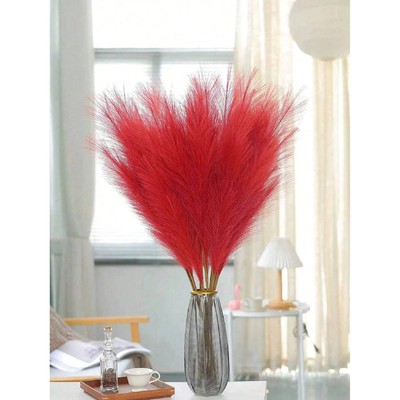 5/10/20pcs Red Artificial Reeds,55cm/21.65in Tall Plush Faux