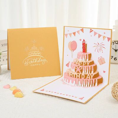 3D Pop UP Happy Birthday Cake Greeting Invitation Cards Boy