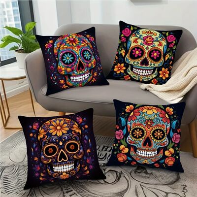 Halloween Sugar Skull Decorative Pillowcases: Colorful, Fest
