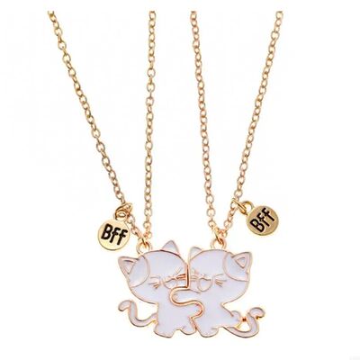 31BB 2 Pack Friendship Necklace Set Cats Pendants Necklace C