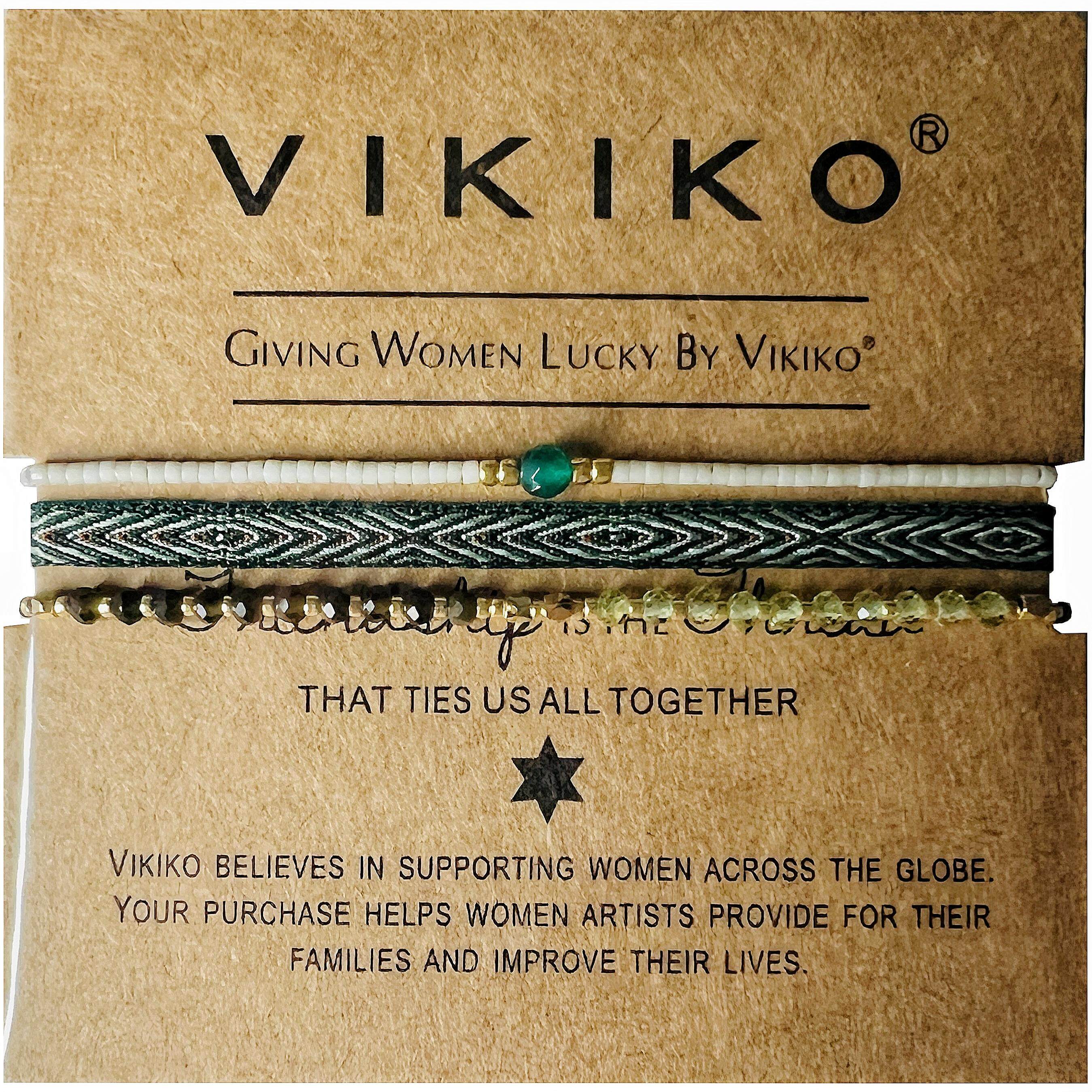 VIKIKO原创小众设计叠戴混搭串珠幸运手链闺蜜礼物百搭手绳礼物