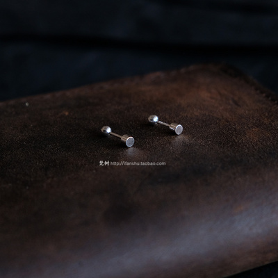 S999纯银立体圆点小柱耳钉