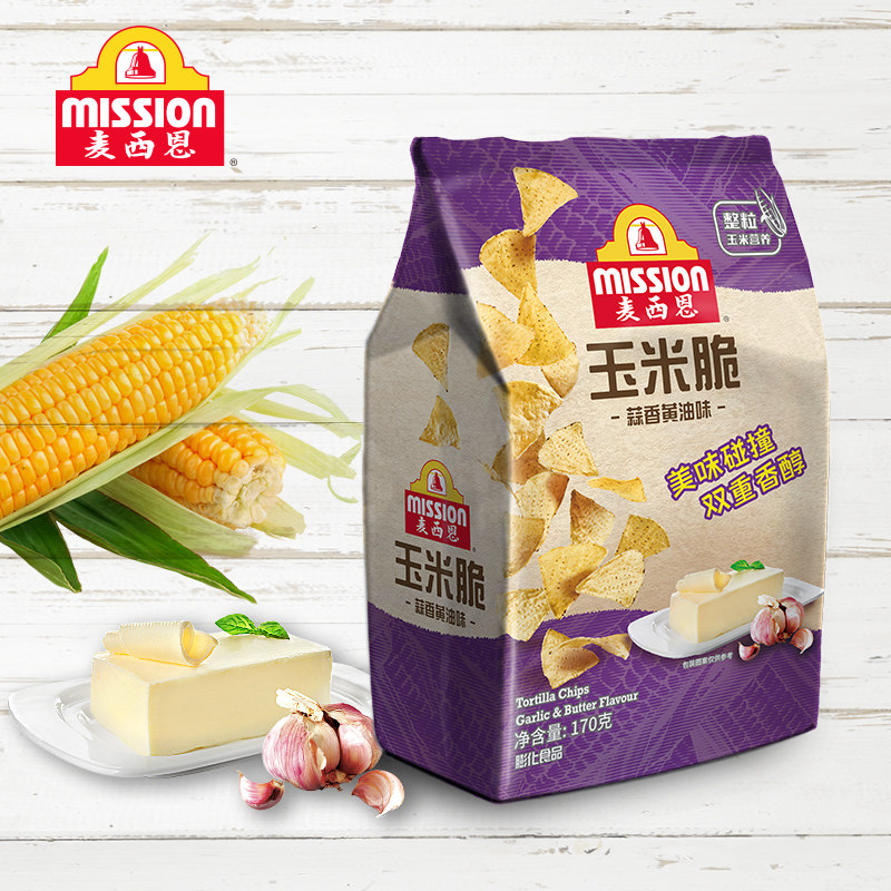 麦西恩mission食品蒜香味玉米脆 薯片休闲零食 5口味任选 170