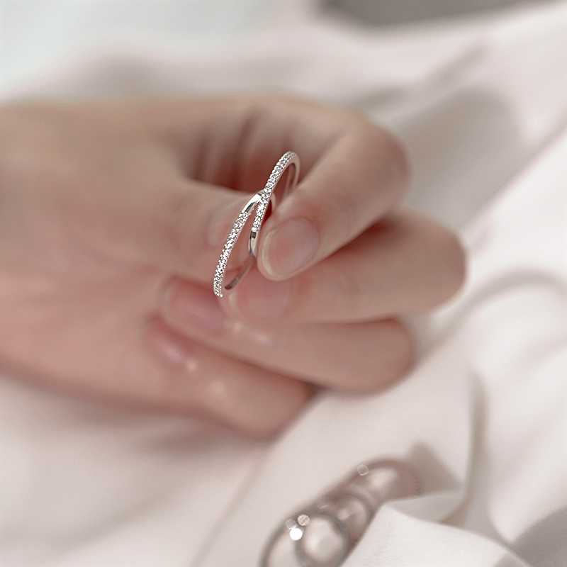 925排钻小众设计戒指女纯银时尚个性ins潮冷淡风尾戒网红小指食指_虎窝淘