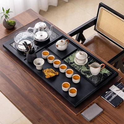 乌金石茶盘家用简约高端一体式全自动烧水茶台奢石岩板茶具套装
