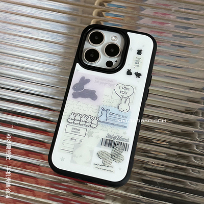 包相机键INS复古拼贴画报米菲适用iphone18pro手机壳磁吸17/16双层神甲壳14plus黑框硬壳15肤感磨砂手机壳