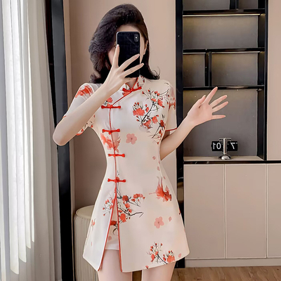 国潮复古年轻款中国风改良旗袍两件套柔式spa按摩足浴技师工作服