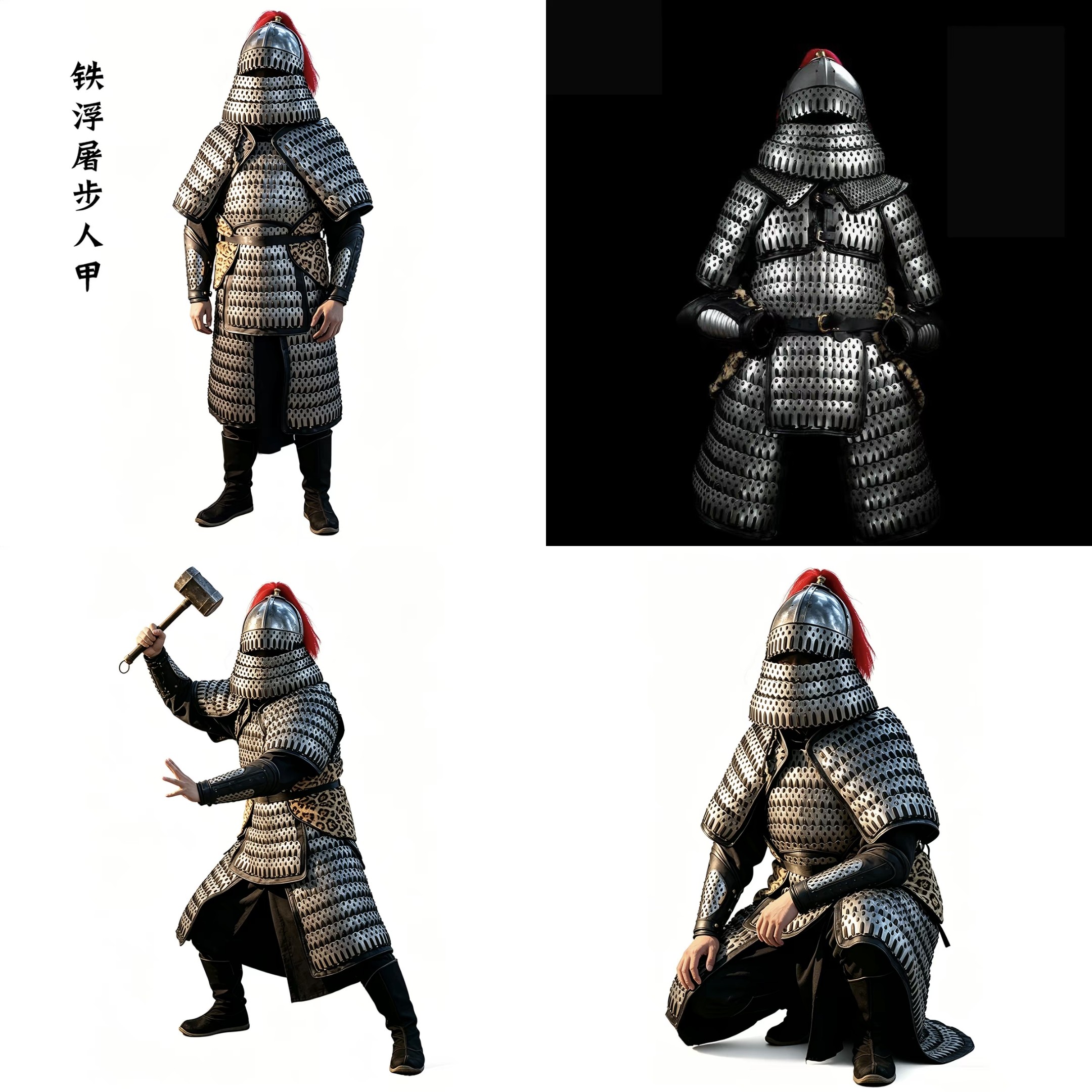 租铁浮屠高定古装步人甲战甲甲胄全套金属铠甲古代盔甲服装租赁