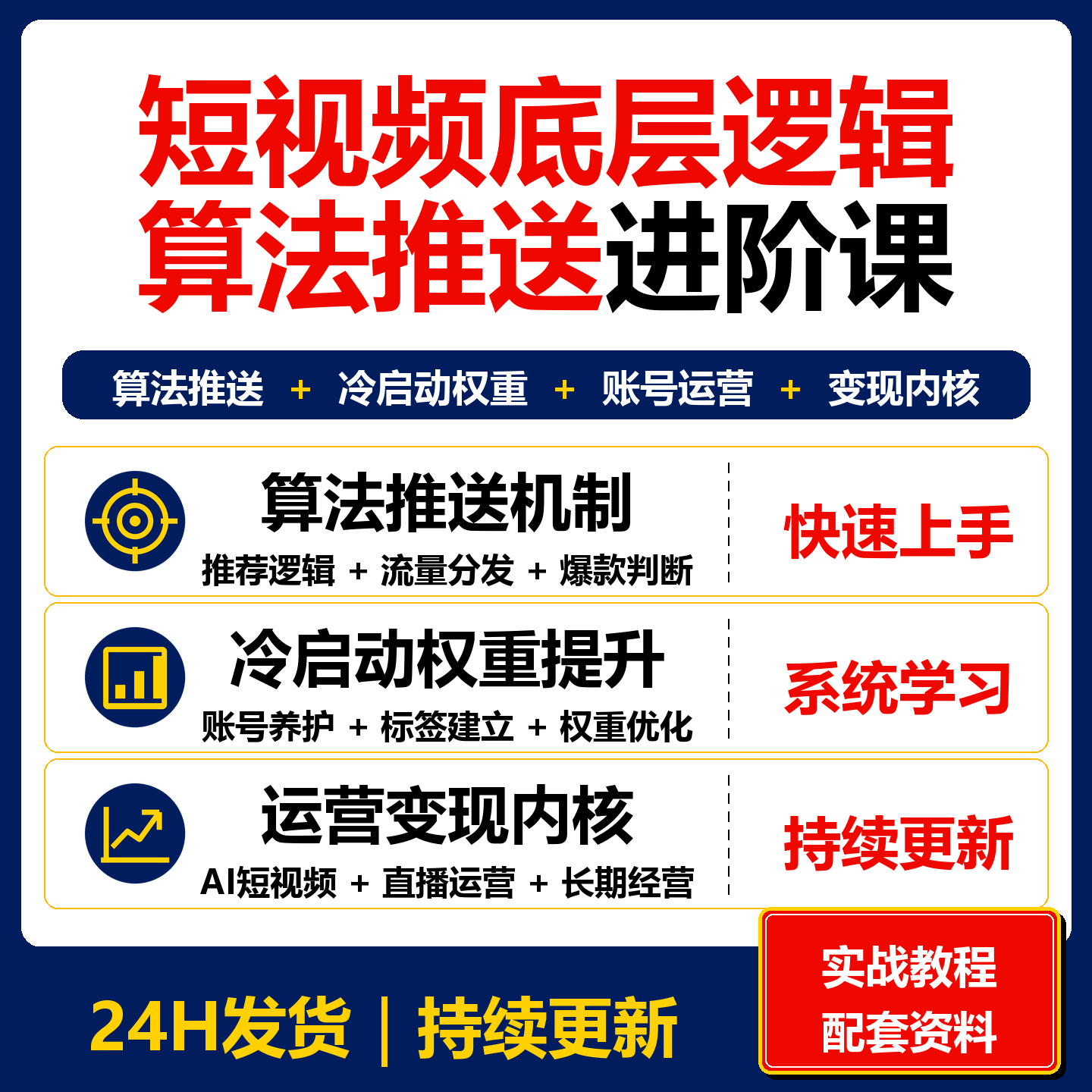 短视频底层逻辑进阶课 平台算法冷启动权重教程资料