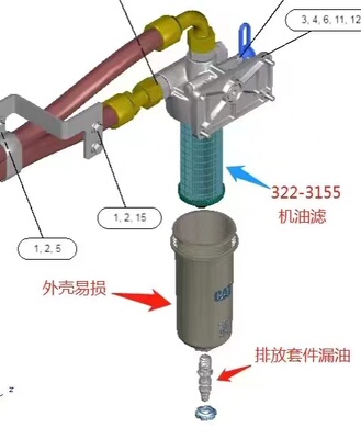 卡特D2系列机油滤芯座子