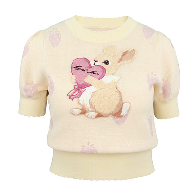 可爱兔子印花修身百搭新款夏季