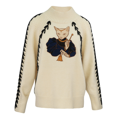 JUNGLEME秋冬猫咪刺绣毛衣