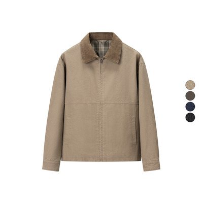 男装 秋季新款 休闲拉链短茄克巴恩风翻领夹克外套 478230/480827