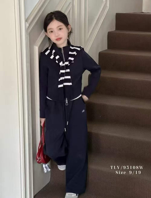 童乐鱼2025秋季新款女童套装运动儿童洋气休闲披肩三件套潮95108