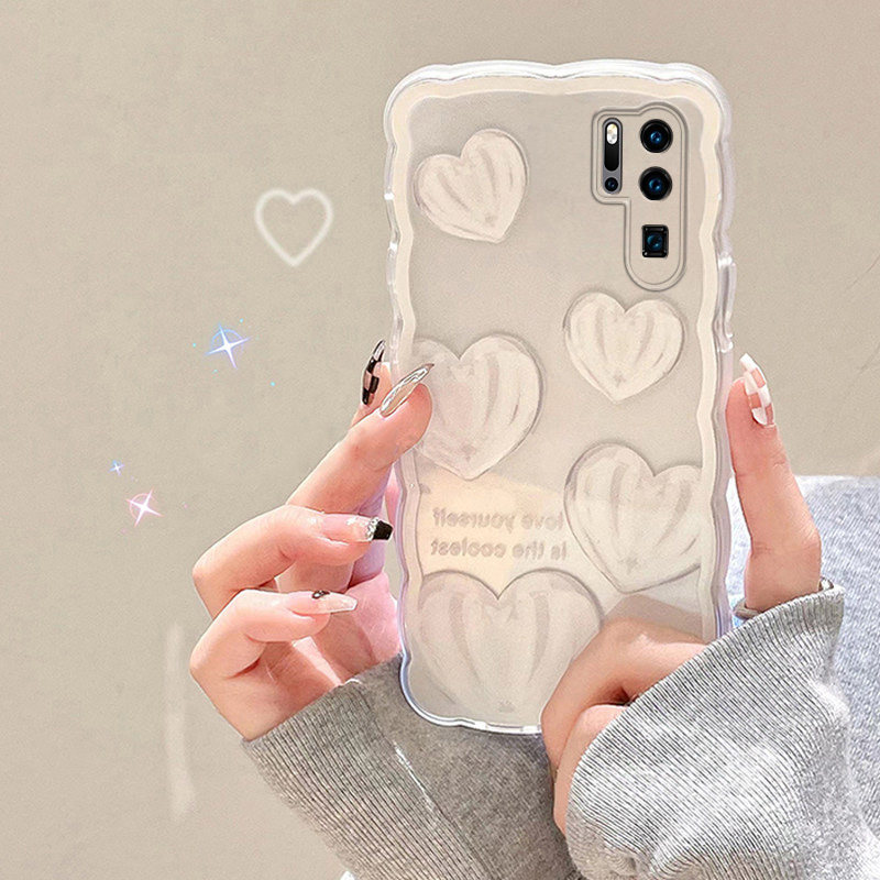 适用于华为P30Pro手机壳可爱防摔Huawei P30PRO波浪框爱心ins风潮
