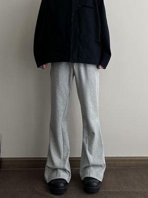 COCKTAIL美式灰色微喇卫裤男拼接vibe宽松休闲高街修身裤子潮