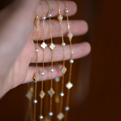 满天星母贝珍珠项链春秋高档毛衣链轻奢高级感夏季时尚小众锁骨链