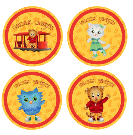 daniel tiger丹尼尔小老虎派蛋糕装饰蛋糕插牌蛋糕插签桌签杯子垫
