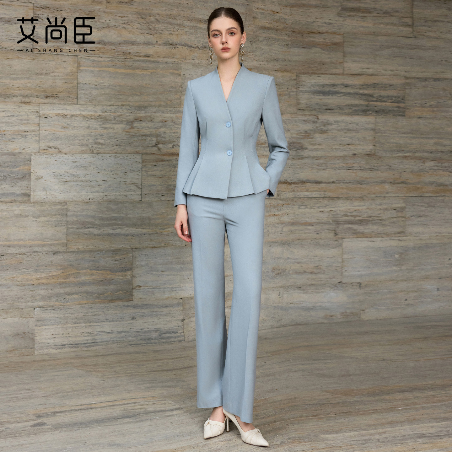 艾尚臣西装套裤女公司前台接待会务商务正装主持人上镜装美业工装
