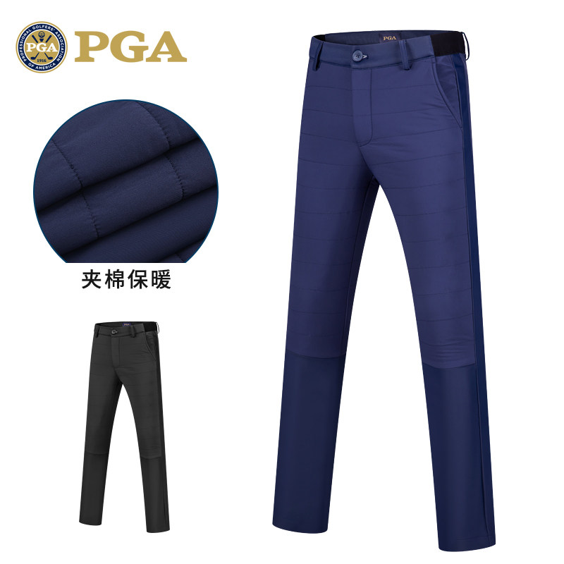 美国PGA高尔夫裤子男士球裤冬季夹棉保暧裤吸光发热内里 弹力腰带