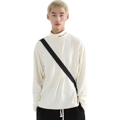 秋冬上新！S~XL码PcMy男女同款领口刺绣半高领德绒打底衫