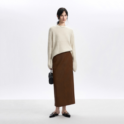 CLMX秋季通勤连腰半身裙女挺括有型凸显瘦高比例配腰带