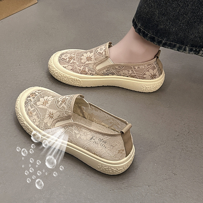 老北京布鞋女网布渔夫鞋夏季一脚蹬休闲网面单鞋舒适透气网纱女鞋