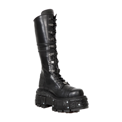 NewRock高筒靴朋克金属厚底松糕