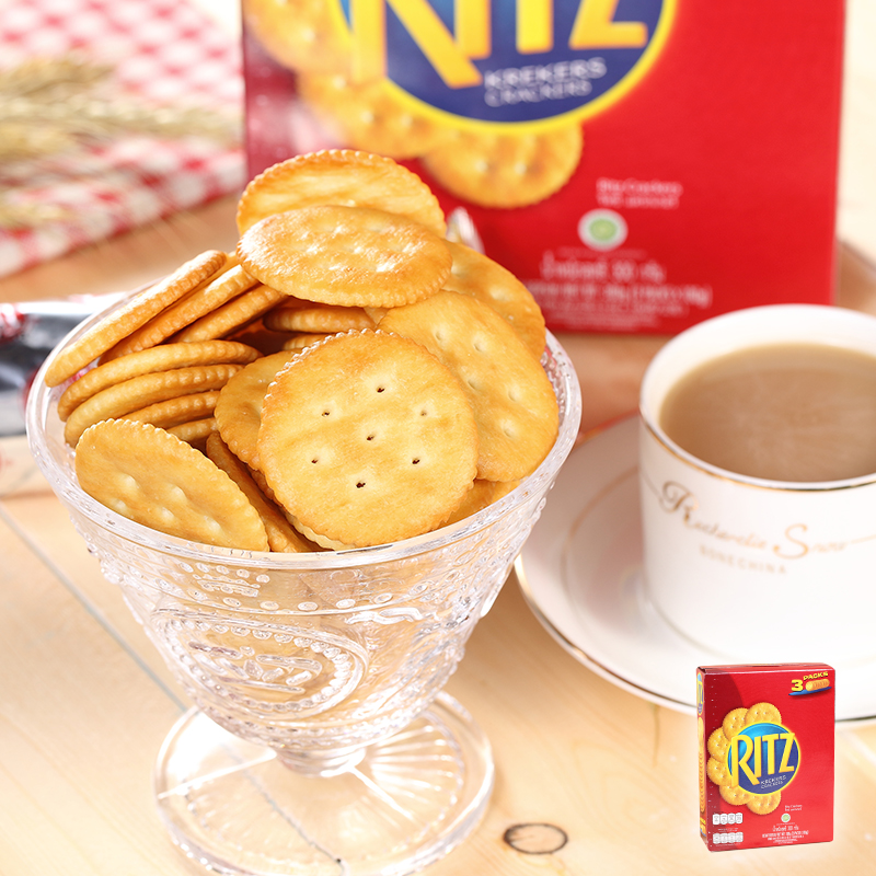 印尼进口卡夫RITZ乐之咸味薄片饼干下午茶休闲零食小圆饼300g_虎窝淘