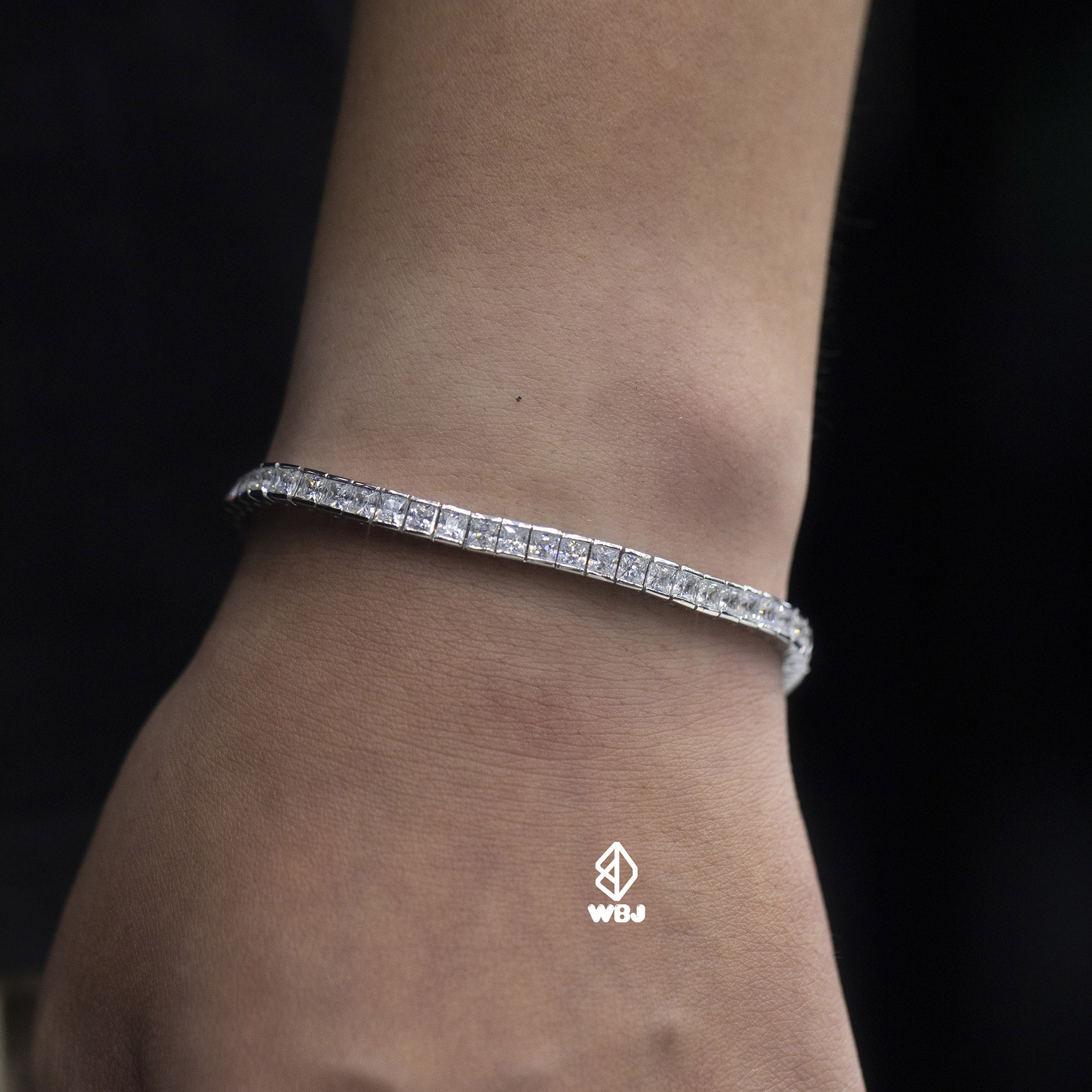 WBJ定制珠宝4mm包镶网球手链S925银镀金Tennis bracelet hiphop_虎窝淘