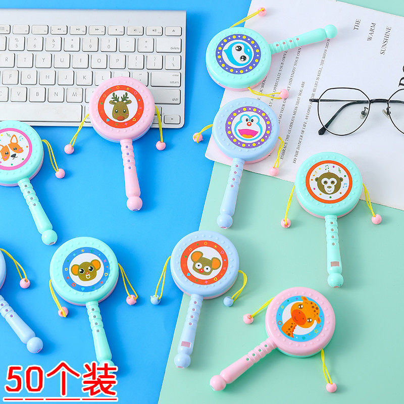 手摇鼓婴儿卡通塑料手拍幼儿拨浪鼓1到3岁宝宝早教玩具儿童礼物
