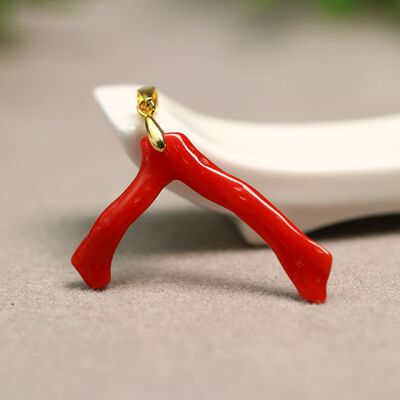 深海红有机红宝枝子锁骨吊坠