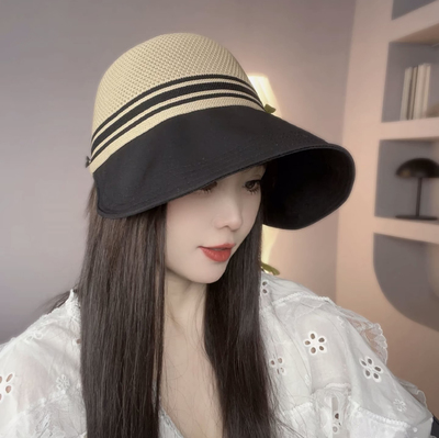 新款女士帽子夏季防晒大檐空顶沙滩遮脸渔夫帽紫外线太阳帽遮阳帽