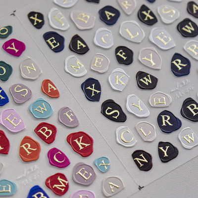 烫金字母印章美甲贴纸tomoni装饰