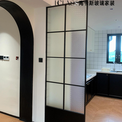 极窄边框海棠压花钢化玻璃隔断屏