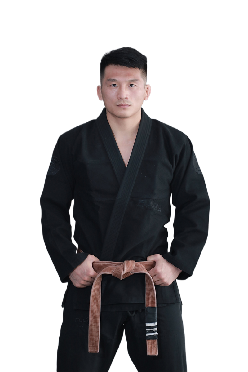 FLUORY火垒巴西柔术服BJJ GI柔道服专业成人黑色刺绣道服训练男女