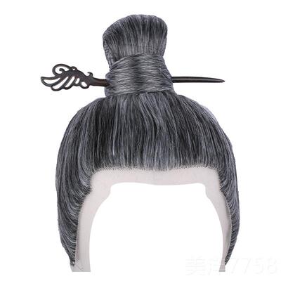 高档古装老人花白色发男性美全头饰sCo古装手钩前蕾丝女点表演风
