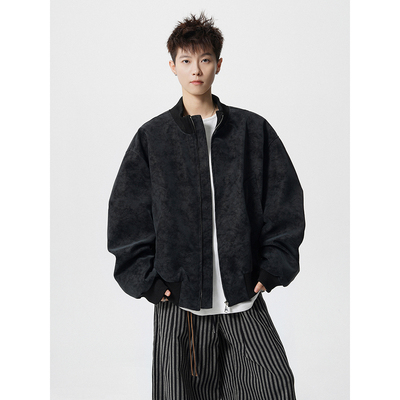 B347-W2707-特P55--控价128 爆款！秋季扎染飞行皮衣夹克