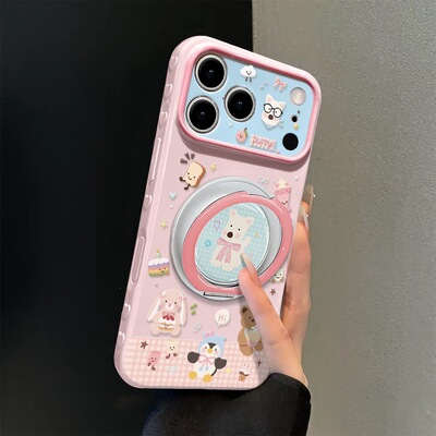 西高地适用苹果17promax手机壳iphone16旋转支架15可爱14高颜值女