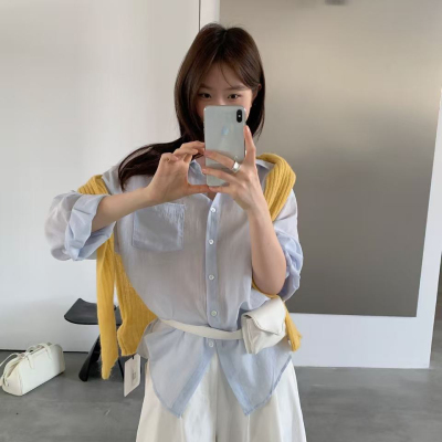 ULOUR/U粒-26年早春韩系叠穿百搭防晒衬衫83078