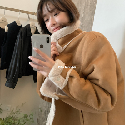 IMISS-冬上新高品质加厚羊羔毛保暖皮毛一体外套H70832