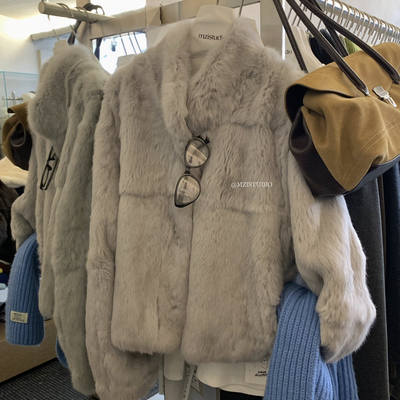 MZI STUDIO-毛软乎乎高级质感不臃肿保暖皮草(含100兔毛)12867##
