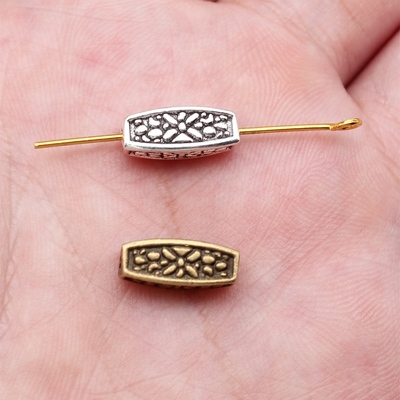 10个/包 5x13mm 多色DIY饰品配件长条形雕花小孔珠 ABD-C13733